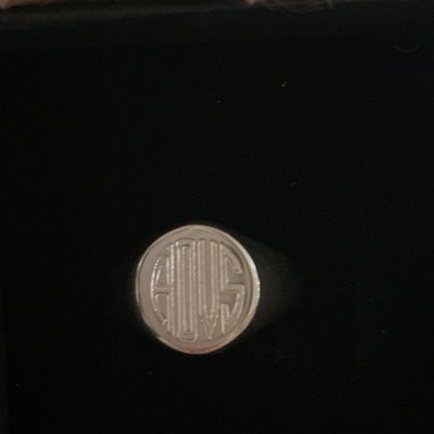 Monogram Signet Ring in Solid Sterling Silver Custom Minimalist ...