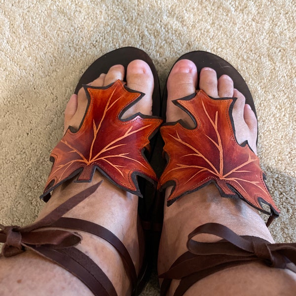 Hand Painted Leaf, Sandals for Women, Faerie Sandals, Woodland, Maple ...