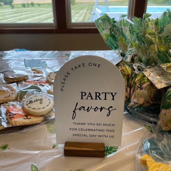 Party Favors Arch Table Sign, Party Favors Sign, Modern Script Acrylic ...