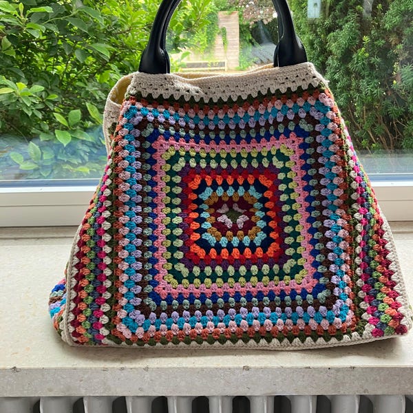 Crochet Weekender Bag, Handmade Travel Tote, Large Crochet Bag With ...