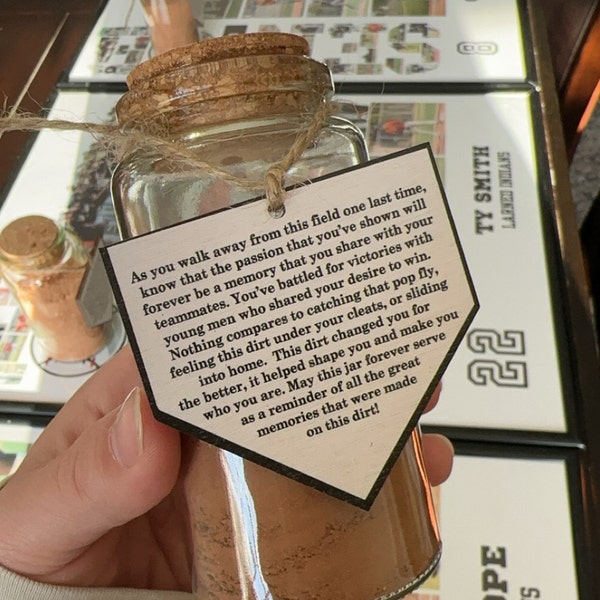 Personalized Baseball Senior Gift Dirt Jar Tag, Printed Home Plate Tag ...