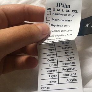 Custom Care Labels, Polyamide Washing Care Tags, Hanging White Sewing ...