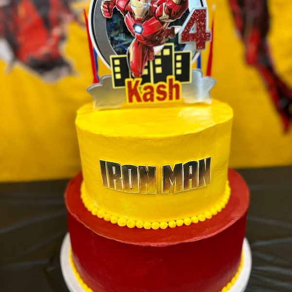 Iron Man Cake Topper, Cake Topper Gold, Iron Man Party, Iron Man ...