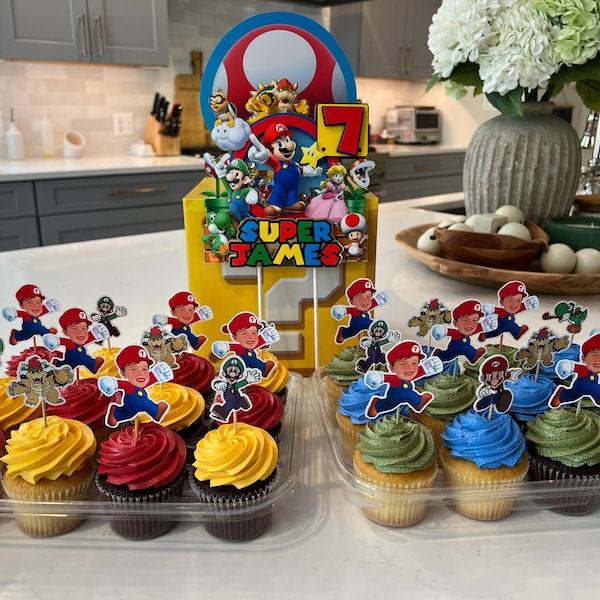Super Mario Cake Topper, Mario Cake Topper Shaker With LED Lights ...