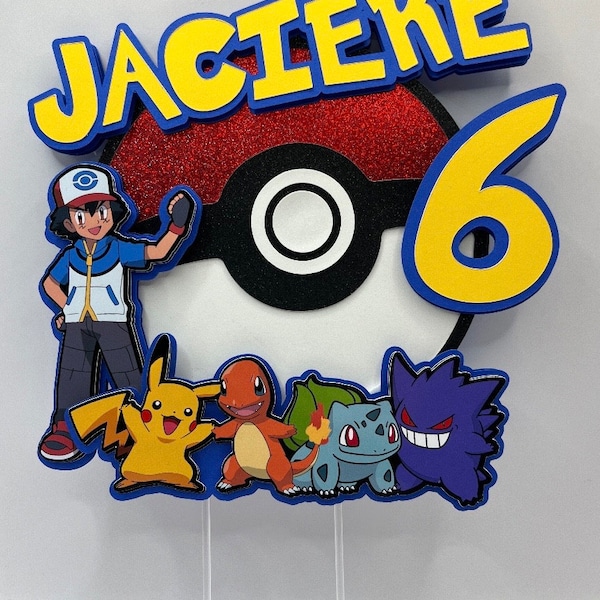 Custom Pokemon Birthday Cake Topper - Layered & 3D Cake Topper ...