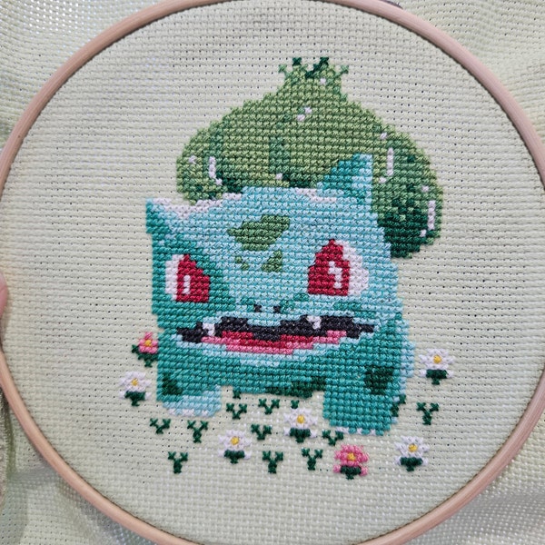 Bulbasaur Cross Stitch Kit, Starter Pokémon Bulbasaur DIY Hobby Kit ...
