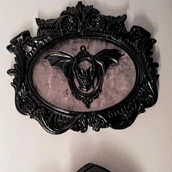 Unique Gothic Halloween Vampire Bat in Ornate Frame Arch Window Wall ...