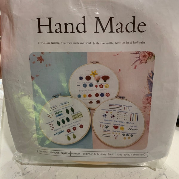 Beginner Embroidery Kit, Embroidery Sampler Kit, Hand Embroidery Stitch ...