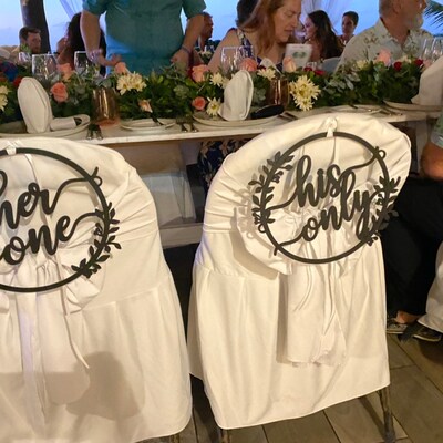 Her One His Only Chair Signs Wedding Chair Signs Wood Sign - Etsy
