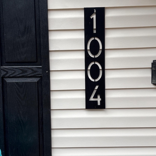 Modern Metal House Number Sign With Stakes Modern Deco Font Address ...
