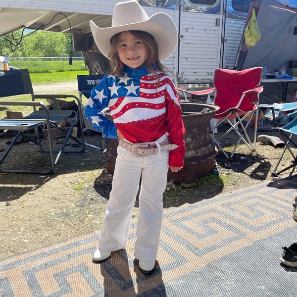 Patriotic Waves -- Arena Rodeo Queen Shirt -- Sizes Child 5/6 - Adult ...