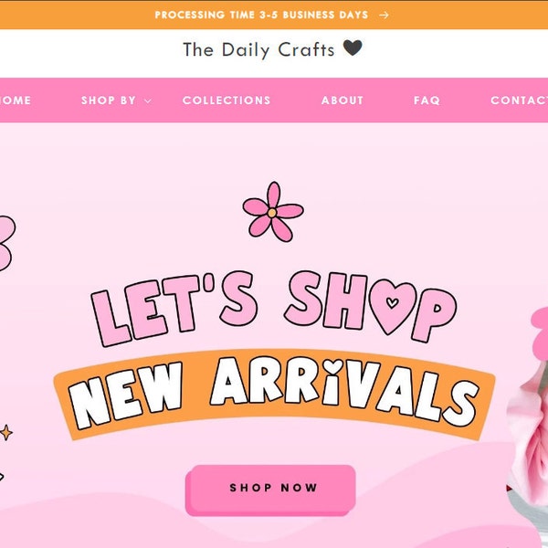 Pink Retro Shopify Theme Template - Ecommerce Boutique - Hot Pink Shopify Website Banners ...