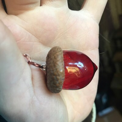 Ruby Red Acorn Pendant - Etsy
