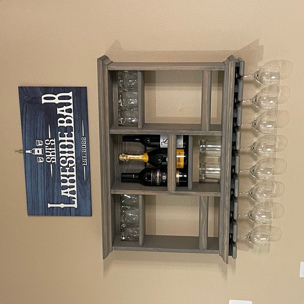 Mini Bar W/O Wine Rack, 3'x2' Wall Hanging Liquor Cabinet, Black Wine ...