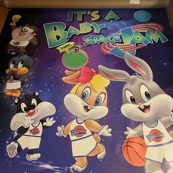 Baby Space Jam Backdrop: Custom Birthday Party Decoration; Children's ...
