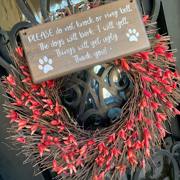 No Soliciting Sign, Protective Dog Sign, Responsive Dog Sign, Do Not ...