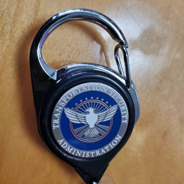 TSA Officer Patch Carabiner Retractable Badge Reel ID Holder Key-bak ...