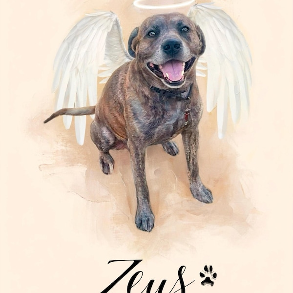 Custom Memorial Pet Drawing, Pet Portrait From Photo, Painting ...