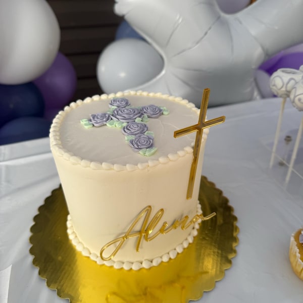 Custom Baptism Cake Charm | Cross Cake Charm | Personalized First ...