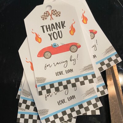 Editable Racing Favor Tags Race Car Birthday Thank You Label Growing up ...