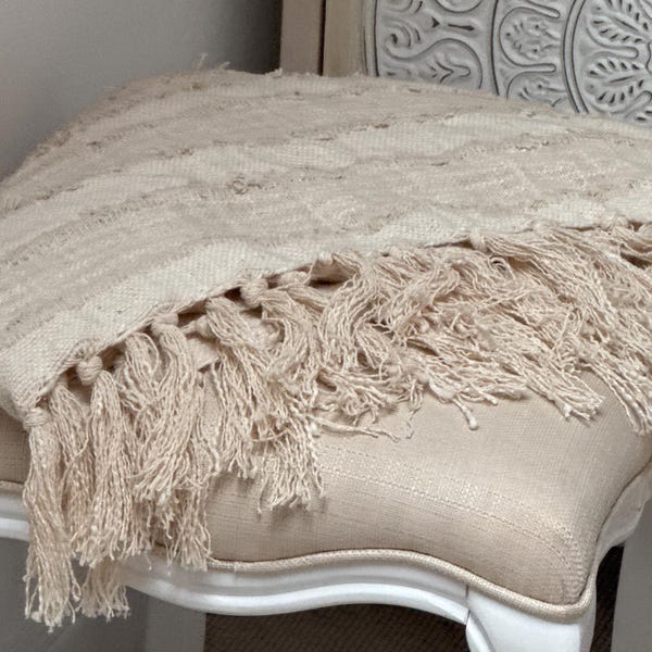 Pink White Cotton Tufted Boho Indian Handmade Cushion Cases - Bohemian ...