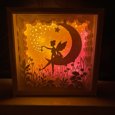 Fairy Moon Shadow Box Fairy Lightbox SVG for Cricut Projects, Paper Cut ...