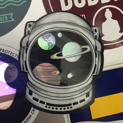 Space Helmet Holographic Sticker - Etsy
