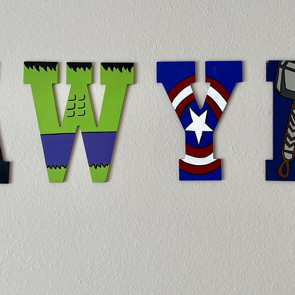 Superhero Theme Letters, Wall Letters, Wood Letters, Personalized ...