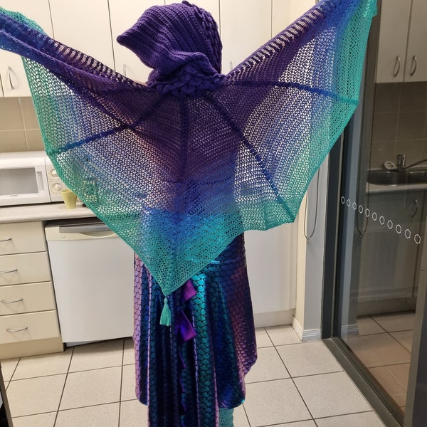Batwing Crochet Dragon Wing Shawl PATTERN PDF | Lace Weight Shawl ...