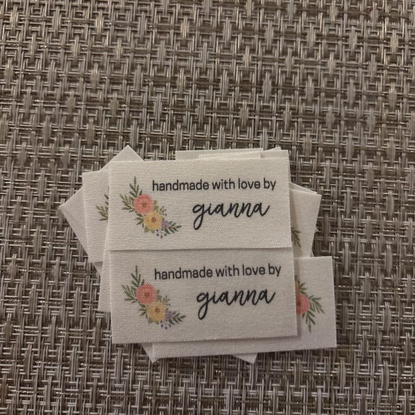 Fabric Tag Set, Personalized Label Set, Floral Tag, Knitting Label ...