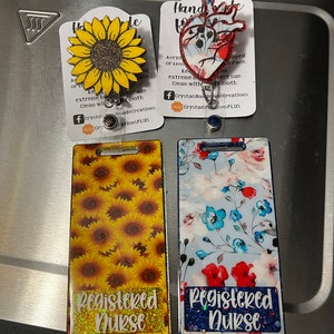 Floral Badge Buddy Cute Glitter ID Badge Job Title/name - Etsy