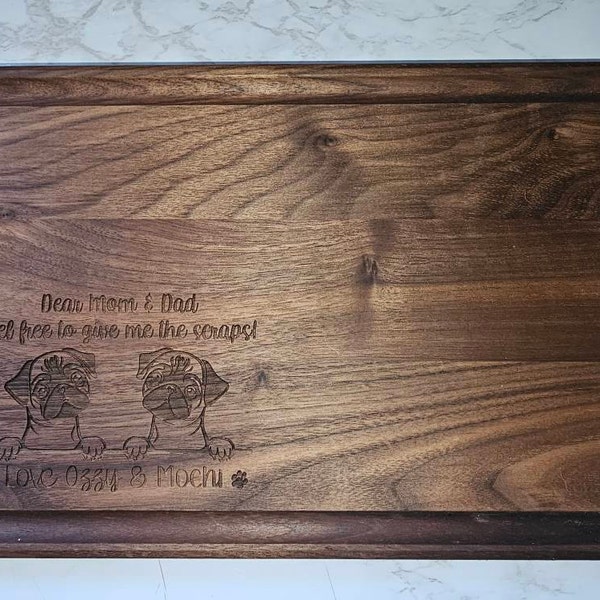 Personalized Engraved Cutting Board, Pug, Dog Board, Fur Dad, Fur Mom ...