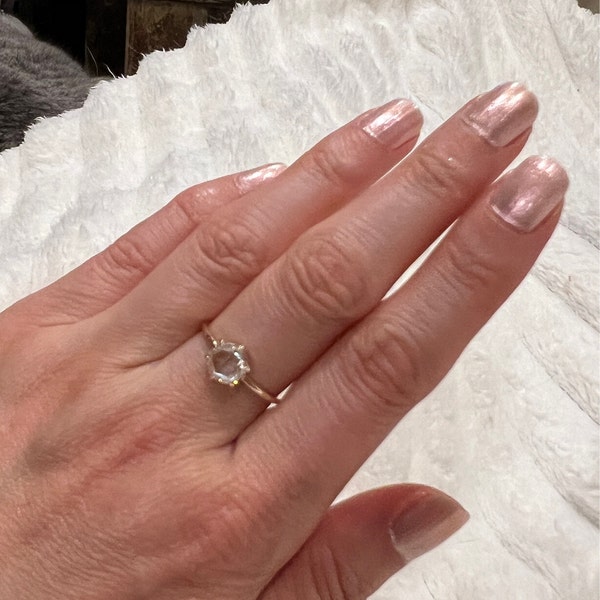 Rose Cut Diamond Engagement Ring for Women, 1.20 CT Round Rose Cut Lab ...