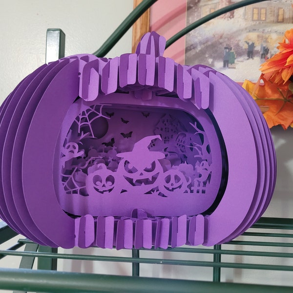 Halloween Pumpkin Pop up SVG, Studio, PDF Template, Halloween Lightbox ...