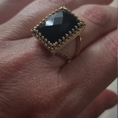 Black Onyxring Rectangular Rings Gold Rings Wow Rings Black Diamond ...