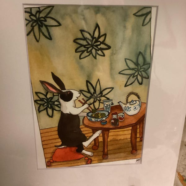 Large Print - Dancing Rabbits - Fine Art Rabbit Painting Print, Wedding ...