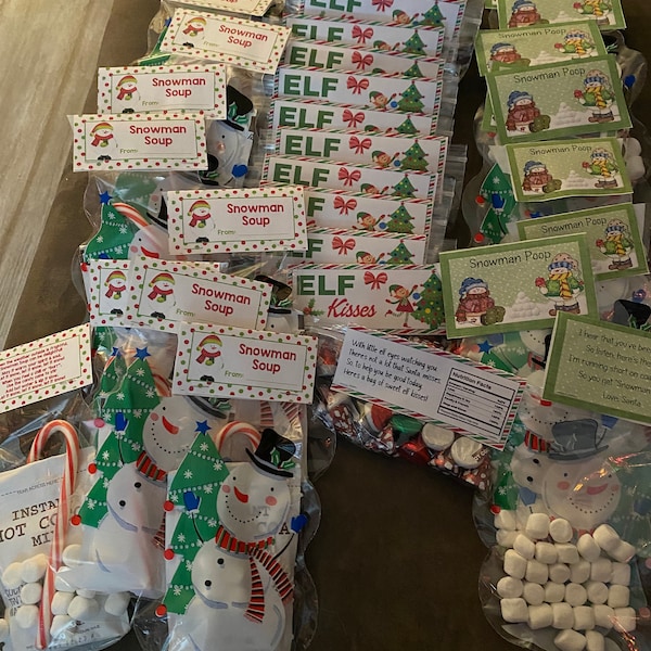 ELF Kisses Treat Bag Christmas Toppers, Printable Christmas Toppers ...