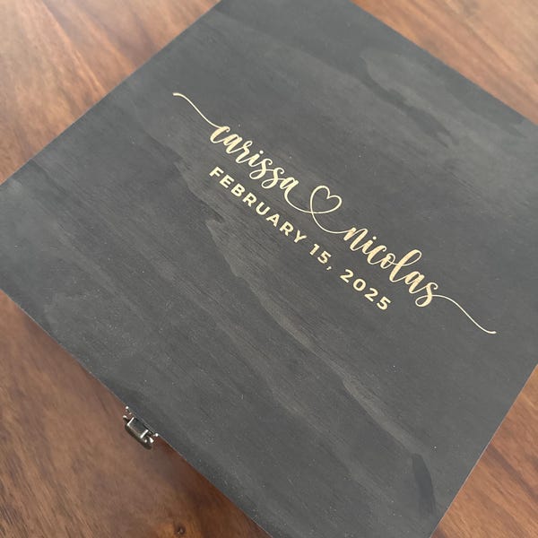 Wood Memory Box, Rustic Wooden Keepsake Box, Personalized Engraved Gift ...