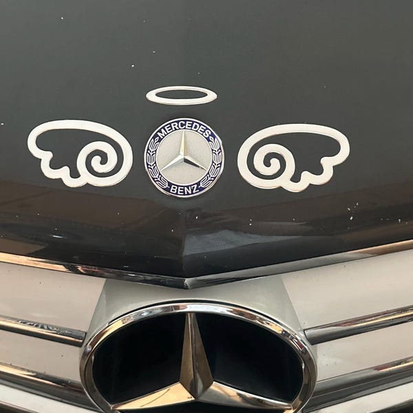 Chrome Angel Wings Car Emblem Sticker / Wings & Halo Silver Badge Decal ...