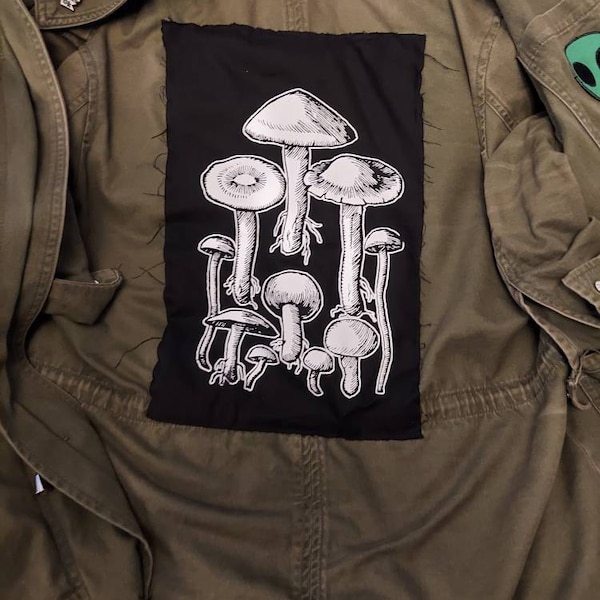 Mushrooms Back Patch - Witchy Patch, Goth Back Patch, Toadstool Patch, Backpatch, Nature Punk ...