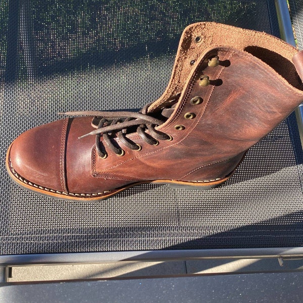 Handmade Portuguese Vintage Hiking Leather Cap Toe Goodyear Welted ...