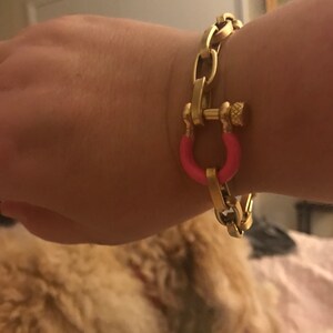 Electric Rainbow Bracelets//enamel Shackle Screw Clasp Bracelet With ...