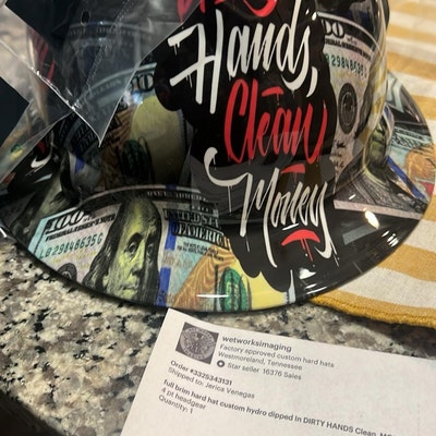 Full Brim Hydro Dipped Custom Hard Hat in White Ace of Skulls Osha ...