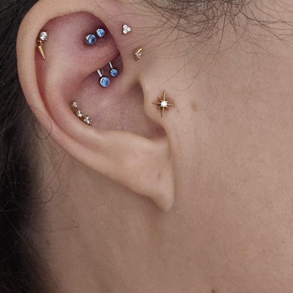 20G/18G/16G 2mm Triangle Stud Push Pin Labret • Threadless Flat Back ...