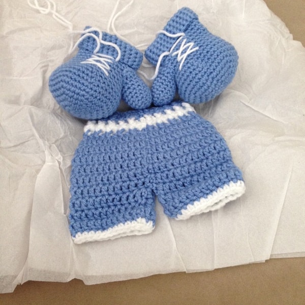 Crochet Baby Boxing Set - Boxing Gloves Trunks - Newborn Boxing Outfit ...