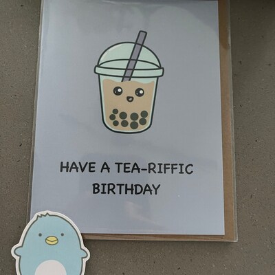 Have A Tea-riffic Birthday Birthday Card Bubble Tea Food - Etsy