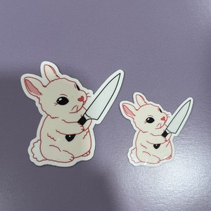 Adorable Bunny With Knife Waterproof Glossy Vinyl Sticker | Etsy