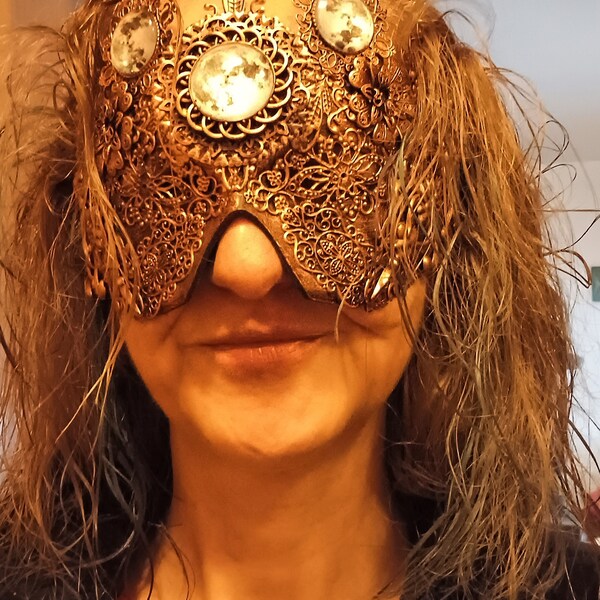 Blind Gothic Masquerade Mask for Him and Her, Filigree Moon Mask ...