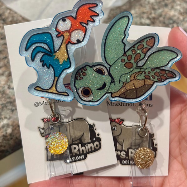 Hei Hei Moana Retractable ID Badge Reel Nurse Teacher Office Badge Reel ...