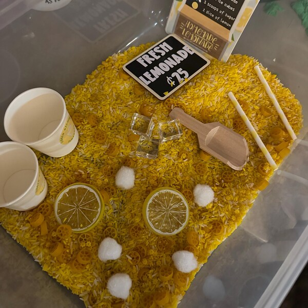 Lemonade Stand Sensory Rice, Lemonade Rice Filler, Spring Sensory Bin ...